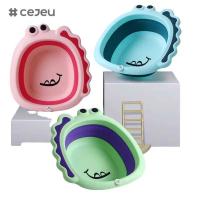 China Kids Foldable Washbasin Foot Set Toddler Hand Washing Basin 62.5x34x59 cm Green Grey Pink for sale