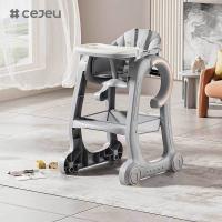 China Baby High Chair Feeding Chair for 6-36 Months with Adjustable Tray Locking Wheels PU Cushion for sale