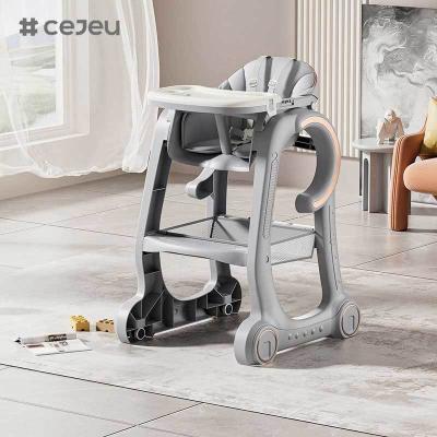 China Baby High Chair Feeding Chair for 6-36 Months with Adjustable Tray Locking Wheels PU Cushion for sale