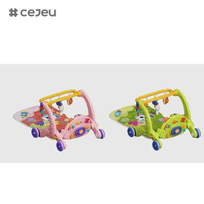 China 2 in 1 Baby Play Gym Mat with Pedal Piano Set Musical Baby Push Walker 3 Adjustable Heights for sale