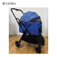 China Foldable Lightweight 4-Wheel Pet Stroller 15kg Capacity Waterproof Eco-Friendly Antibacterial Coating for sale