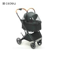 China Adjustable Lightweight Foldable Pet Stroller Aluminum Alloy 20kg Capacity 4-Wheel Dog Cat Carrier for sale