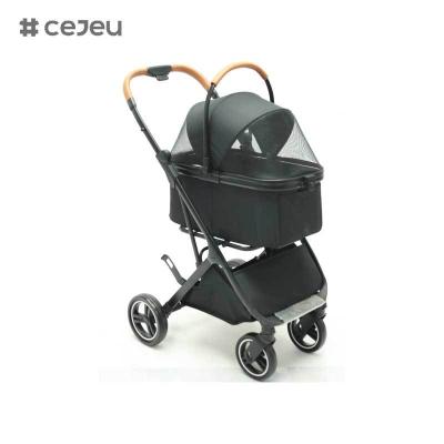 China Adjustable Lightweight Foldable Pet Stroller Aluminum Alloy 20kg Capacity 4-Wheel Dog Cat Carrier for sale