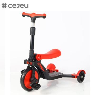 China CJ-DDW-113 Wholesale Foldable 5 in 1 Child Kids Kick Scooters 3 Wheel Toys Bike Children Foot Scooter Kids Scooter for Kids Children 5 in 1 for sale