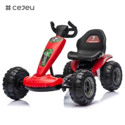 China CJ-WH201 Kids Go Kart One Button Start Telescopic Steering Wheel LED Lights Cup Holder Birthday Gift Disc Brake Electric Go Kart for sale