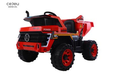 China 2.4G RC Kids Ride On Toy Truck 12V 2-5KM/HR Dump Truck with LED Lights and Music for sale