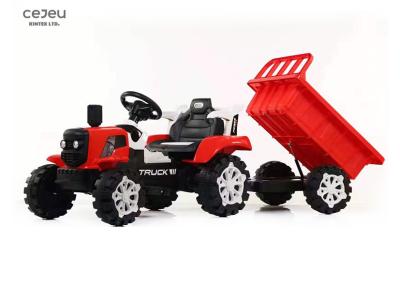China Red 6 Wheel Ride On Tractor 162x56x48cm with Removable Hopper 6V7AH Battery Bluetooth for sale