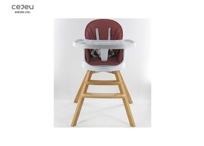 China EN14988 360 Degree Rotatable Folding Wooden High Chair 2 Height Adjustable 33lbs for sale