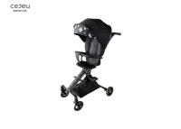 China Comfortable PU Wheel Lightweight Baby Stroller Black Chassis for sale