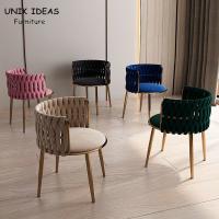 China Modern Metal Frame Dining Chair with PU Armrest and Velvet Seat for Hotel Living Room for sale