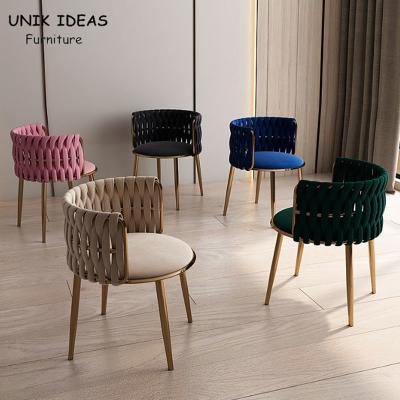 China Modern Metal Frame Dining Chair with PU Armrest and Velvet Seat for Hotel Living Room for sale