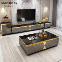 China Stainless Steel Gold Coffee Table 40cm Height Italian Marble Top Luxury Design for sale