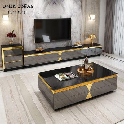 China Stainless Steel Gold Coffee Table 40cm Height Italian Marble Top Luxury Design for sale