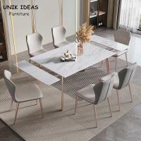 China Minimalist Slate Dining Table Set With Chair Combination Telescopic Foldable for sale