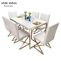 China Rectangular Tempered Glass Dining Table Set 140x80cm Stainless Steel 4-6 Chairs for sale