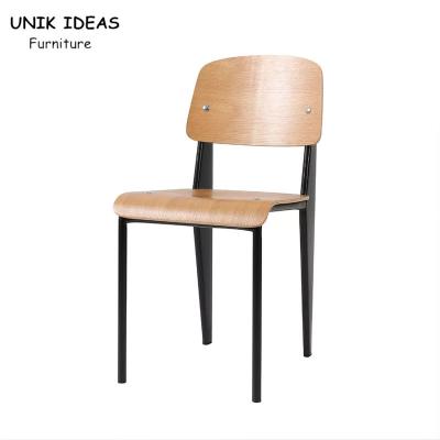 China Industrial Black Metal Frame Dining Chair with Plywood Seat 42x49x82 cm for sale