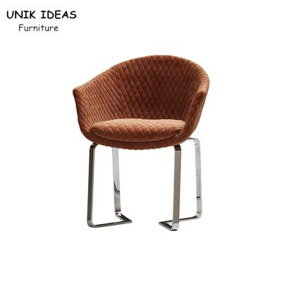 China Nordic Luxury Dining Chair Orange Velvet Stainless Steel 54x64x92 cm for sale