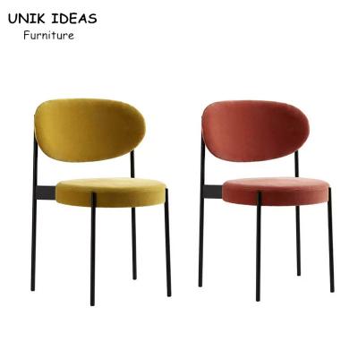 China Modern Velvet Upholstered Dining Chair 37x41x80 cm Metal Frame Hotel Restaurant for sale