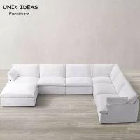China Modern L Shaped Fabric Sofa White Cloud Couch 285 cm Living Room Furniture for sale