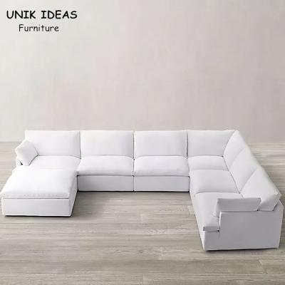 China Modern L Shaped Fabric Sofa White Cloud Couch 285 cm Living Room Furniture for sale