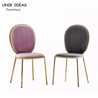 China Pink Velvet Leisure Chair 89cm Height Stainless Steel Frame for Dining Room Wedding Event for sale