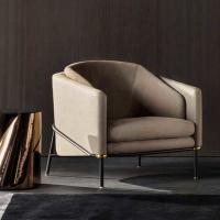 China Hotel Lobby Single Seater Lounge Chair 80x85x80 cm Metal Frame Fabric Leather for sale