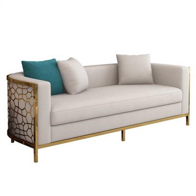 China Luxury Gold Stainless Steel Lovest Sofa Sectional Club Sofa Set E1 Board Customizable for sale
