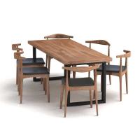 China Country Style Dining Room Luxury Solid Wood Table and Chair Set 200x75x80cm for sale