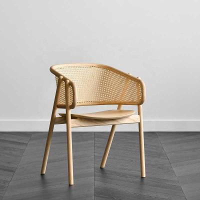 China Nordic Rattan Armchair Natural Wood Solid Wood Lounge Dining Chair 620x530x770mm for sale