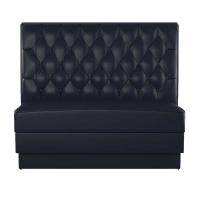China Custom Button Tufted Black Commercial Booth Seating 1200x600x1050mm Solid Wood Frame for sale