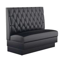 China Custom Button Tufted Black Commercial Booth Seating 1200x600x1050mm Solid Wood Frame for sale