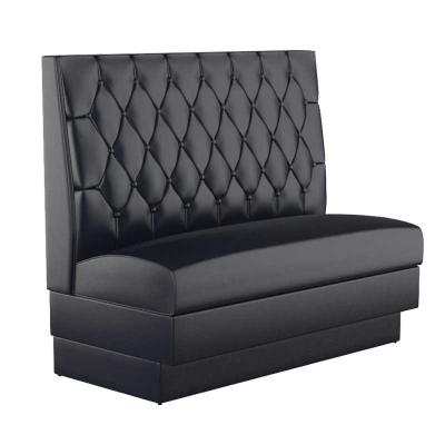 China Custom Button Tufted Black Commercial Booth Seating 1200x600x1050mm Solid Wood Frame for sale