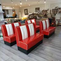 China 1950s Retro American Restaurant Fast Food Booth Seating Long Sofa 1200mm Customizable for sale
