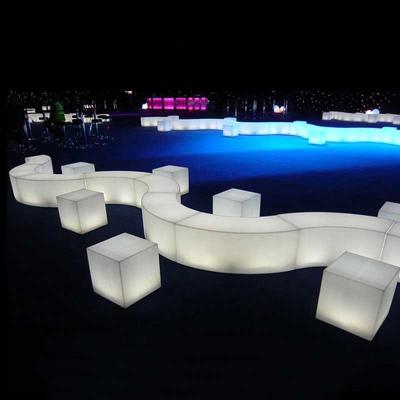 China LED Glow Party Sofa 120cm RGB Remote Control Rechargeable Bar Bench Seating Waterproof IP54 for sale