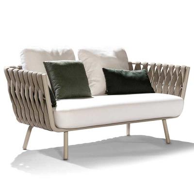 China Leisure Outdoor Aluminum Frame Rope Sofa Set 72x150x70 CM Waterproof Fabric for sale
