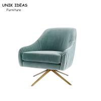 China Luxury 85cm Single Seat Swivel Chair Nordic Velvet Stainless Steel Leisure Sofa for sale