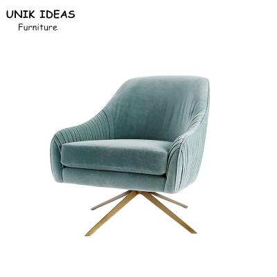 China Luxury 85cm Single Seat Swivel Chair Nordic Velvet Stainless Steel Leisure Sofa for sale