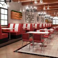 China Commercial Restaurant Dining Booth Seating 1950s America Design Pu Leather 2 Seater W120cm for sale