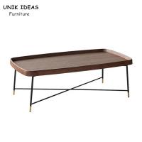China Industrial Wooden Rectangular Coffee Side Table Set Walnut 12kg for sale