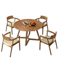 China Round Nordic Wooden Dining Table and Chairs Set Modern Home Furniture 5 Piece for sale