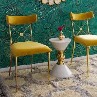 China Velvet Upholstered Dining Chair with Metal Frame 43x48x82cm Modern Leisure Seat for sale