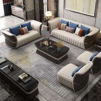 China Italian Luxury 6 Piece Sectional Leather 1+2+3 Sofa Set Custom Color Solid Wood for sale