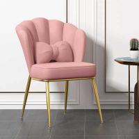 China Nordic Velvet Dining Chair Metal Frame 48x40x82 cm Pink Restaurant Seating for sale