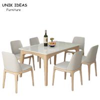 China Nordic 6 Seater Luxury Marble Dining Table Set Scratch Resistant Customized Size for sale