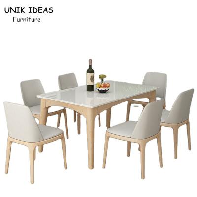 China Nordic 6 Seater Luxury Marble Dining Table Set Scratch Resistant Customized Size for sale
