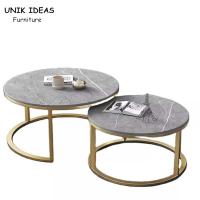China Double Round Luxury Center Table Gold Stainless Steel Leg Natural Marble Top Custom Size for sale