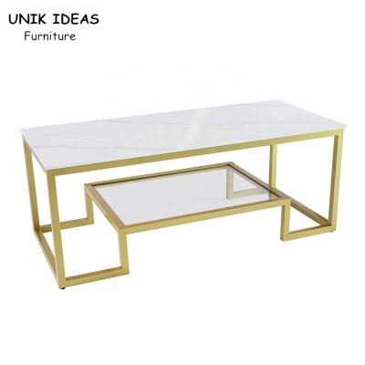 China Luxury Stone Coffee Table Black Powerd Coating Minimalist Marble Tea Table for sale