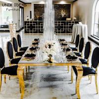 China Luxury Stainless Steel Leg Mirrored Top Hotel Wedding Table 2400x1200x750 mm for sale