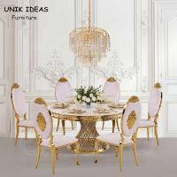 China Round Glass Wedding Table with Stainless Steel Frame 130cm Diameter for sale