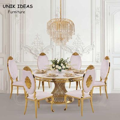 China Round Glass Wedding Table with Stainless Steel Frame 130cm Diameter for sale